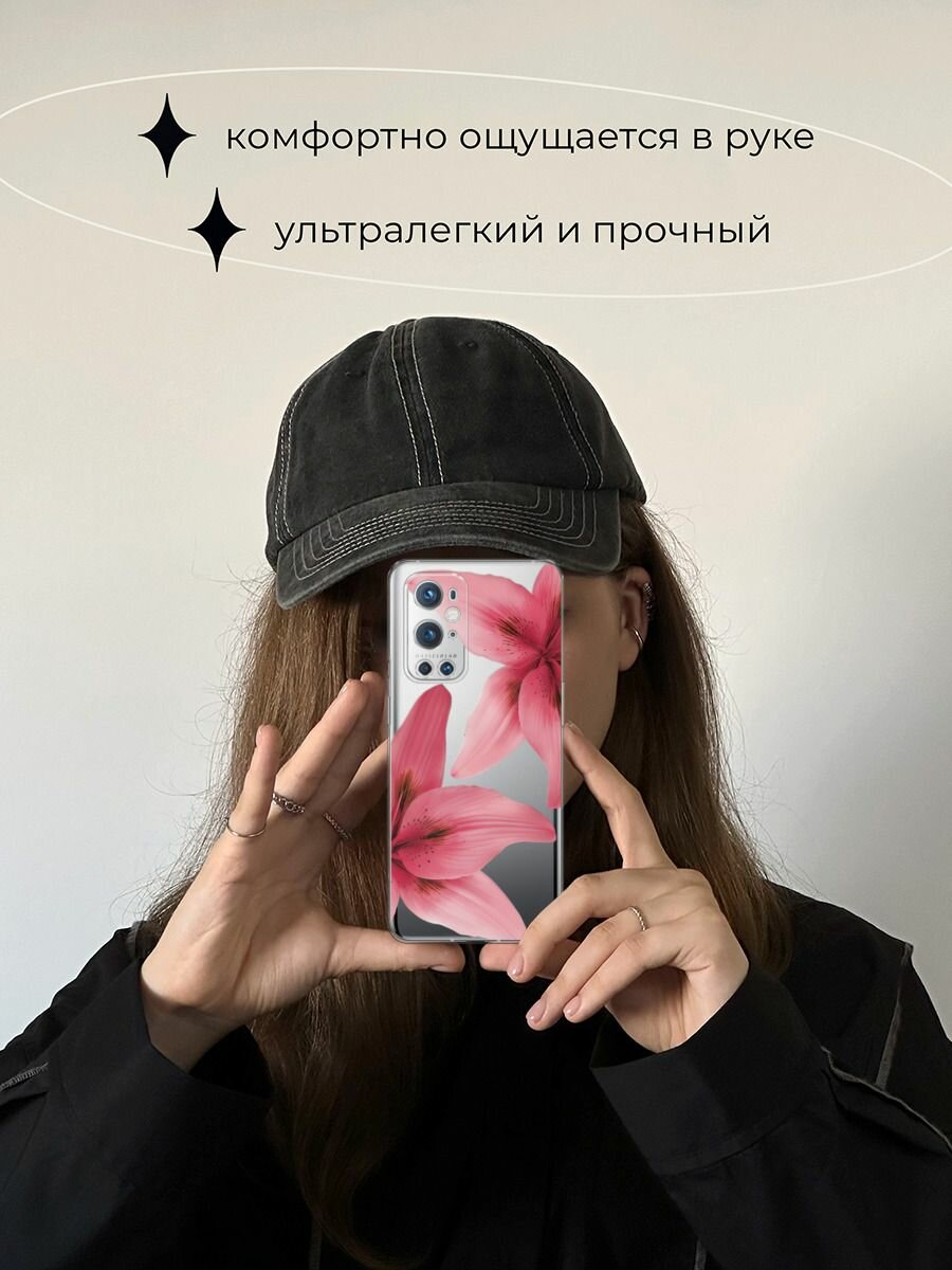 Чехол на OnePlus 9 Pro / ВанПлас 9 Про с принтом "Pink flower" — фото 1