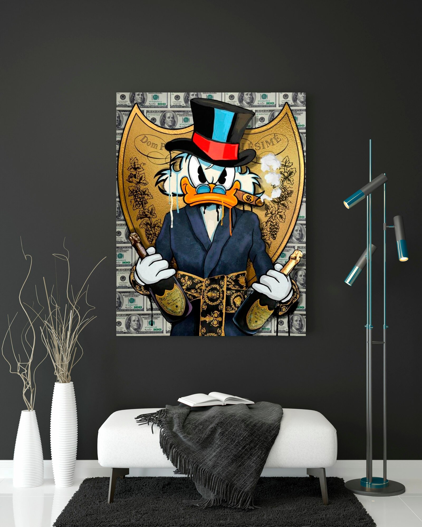 Картина Скрудж Макдак и Дональд Дак с деньгами на фоне 50х70 см