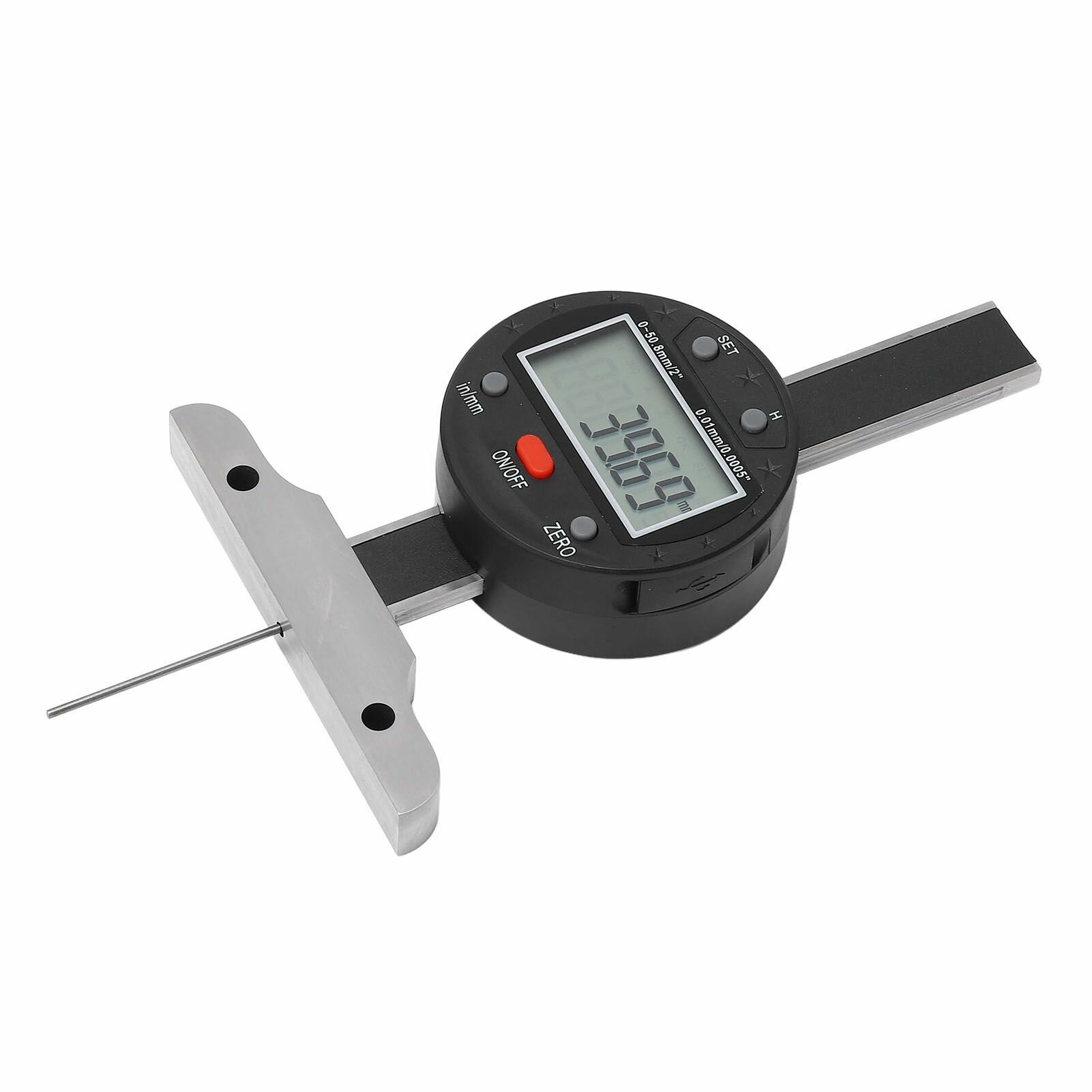 Цифровой глубиномер с высокой точностью, ЖК-дисплей, интерфейс USB, диапазон 0-50.8мм, прочный металл