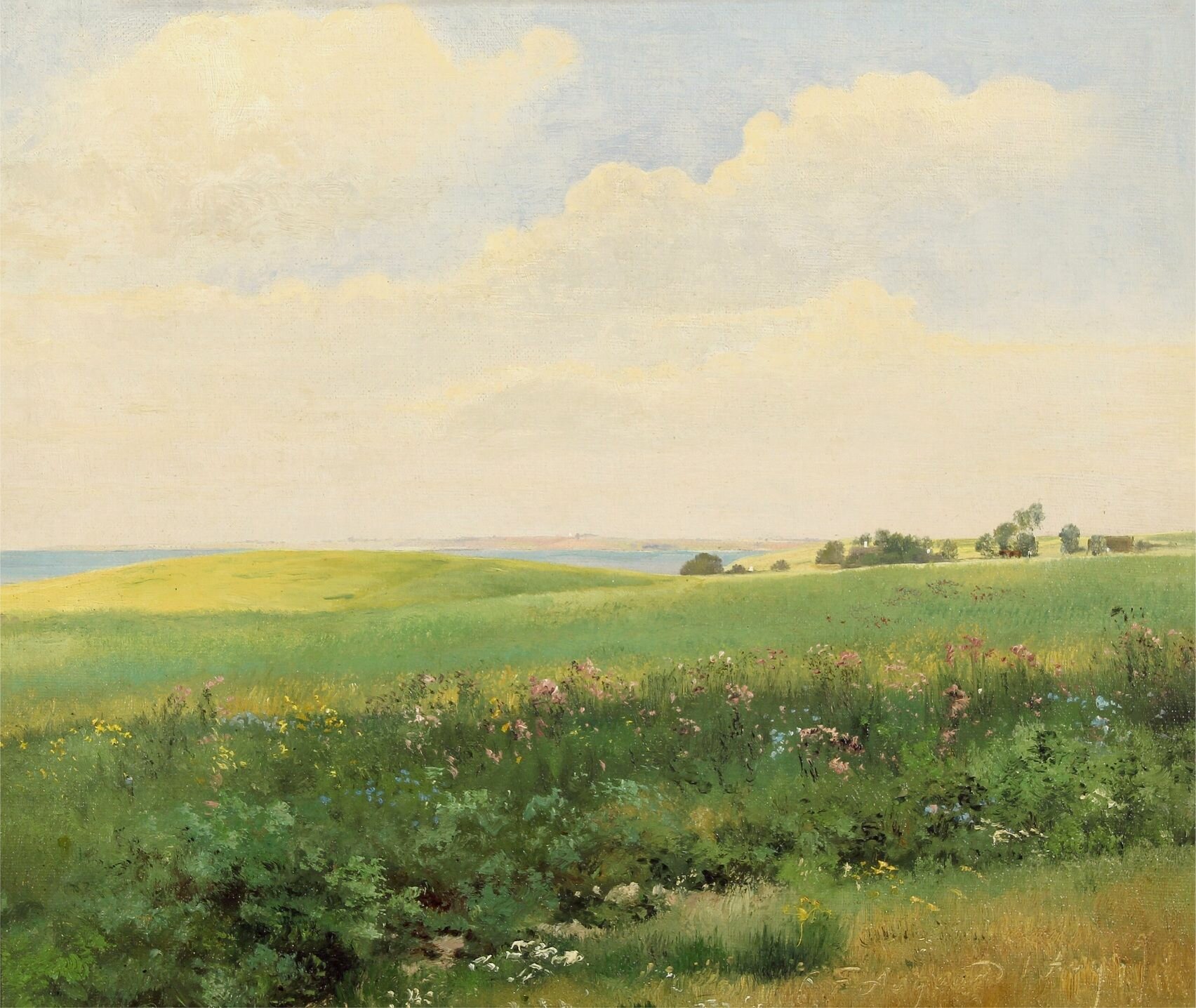 Картина Карла Фредерика Огора Летний пейзаж с холмистыми полями 60х50 см