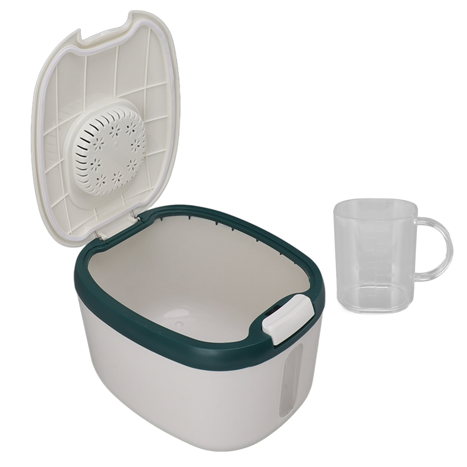 Контейнер для риса, защищенный от насекомых, герметичный ящик для риса без запаха с прозрачным окном для зерна, сахарной муки M, зеленый (10 кг/22,0 фунта)