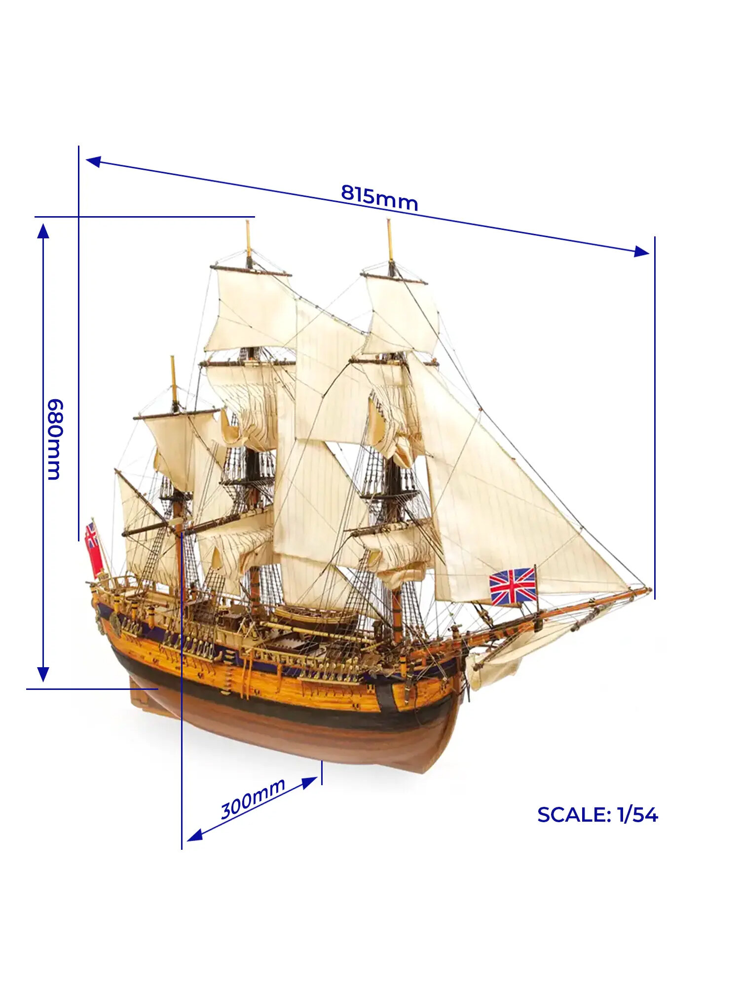 Сборная модель корабля от OcCre, Endeavour, 650 часов, М.1:54
