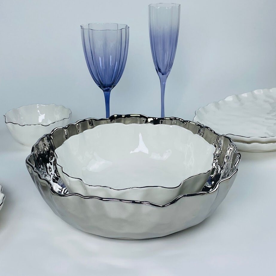 Набор из 2 салатников 23/30,5 см ванесса серебро