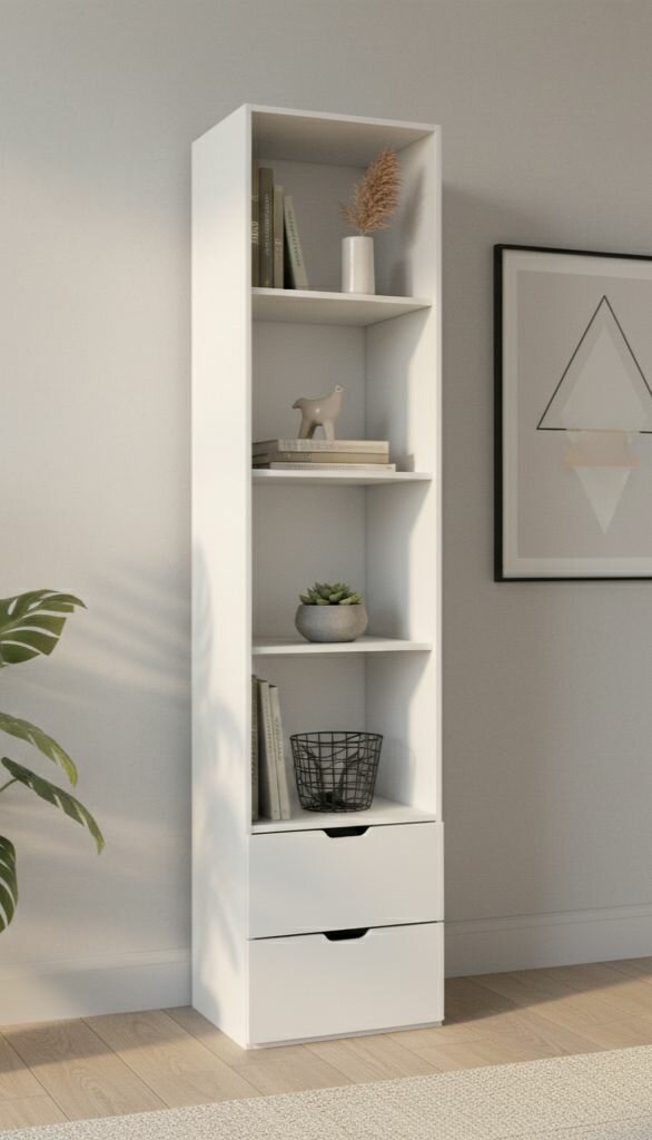 Стеллаж Владимирская мебельная фабрика "Невада", книжный, с ящиками, ЛДСП, 4 полки