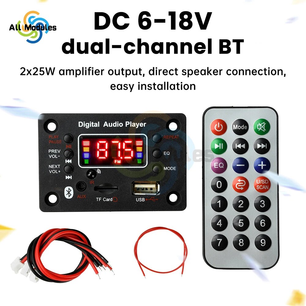 Bluetooth модуль усилитель звука diymore 2x25Вт — фото 1