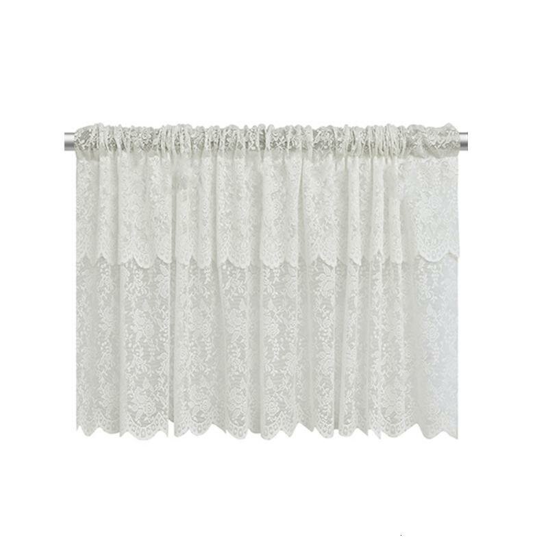 Цветочные кружевные шторы, белые прозрачные для кухни, для спальни, - 100x45cm