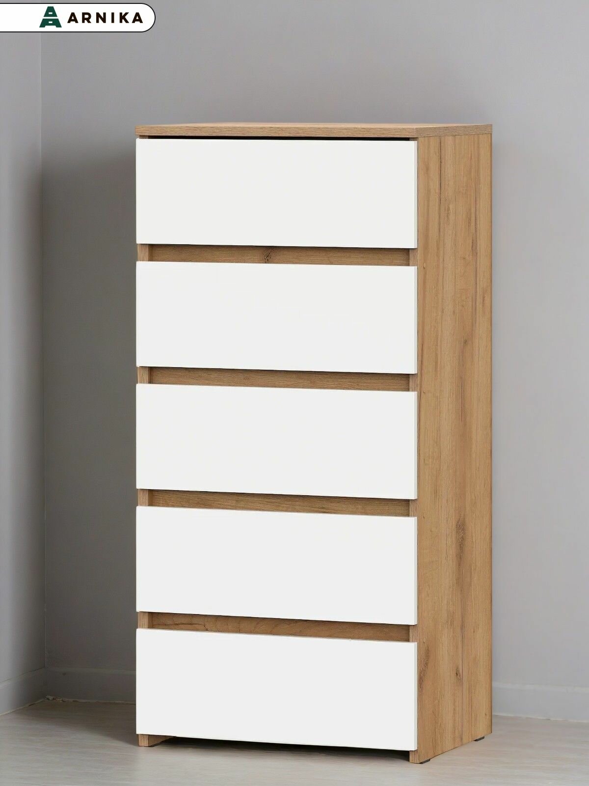 ARNIKA Комод с ящиками вместительный "Нейтив", 50х37х104см, Дуб Золотой/Белый