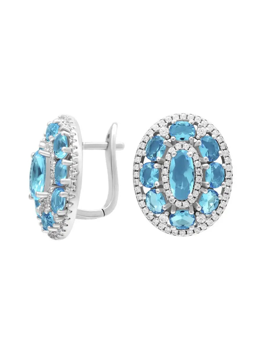 Серьги, серебро, 925 проба, фианит