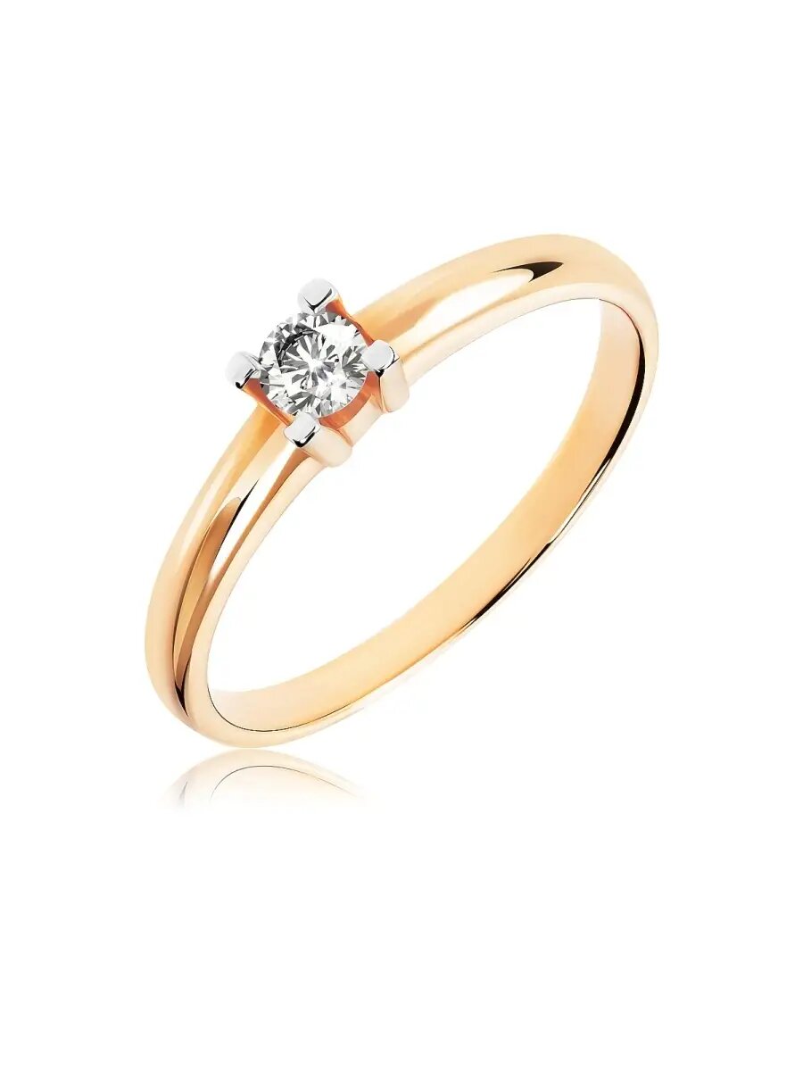 Кольцо помолвочное, красное золото, 585 проба, бриллиант