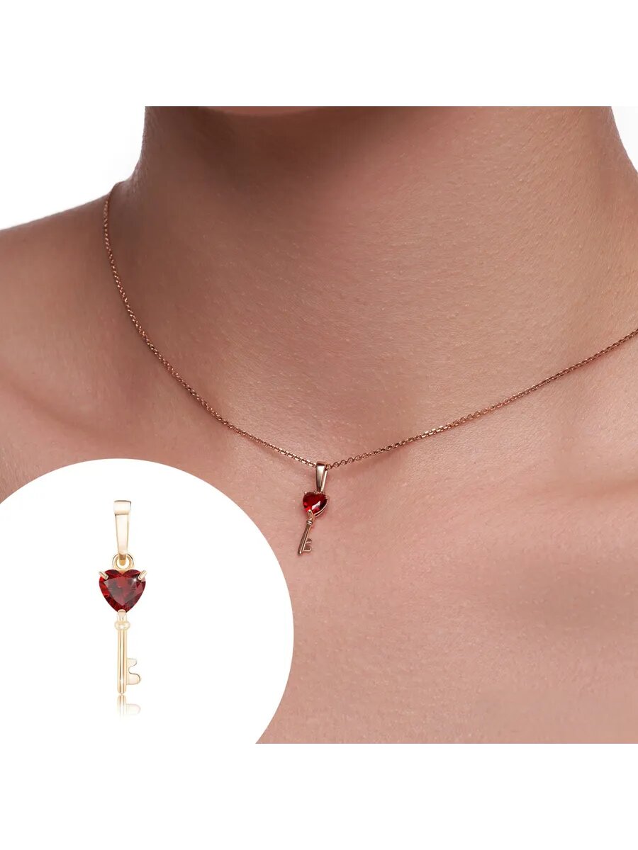 Подвеска, серебро, 925 проба, золочение, фианит