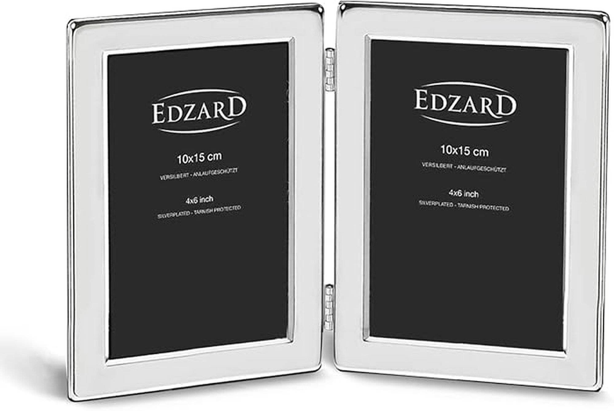 Двойная фоторамка Edzard Collage Salerno на 2 фотографии, размер 10х15 см, цвет серебристый, 4757_EDZARD