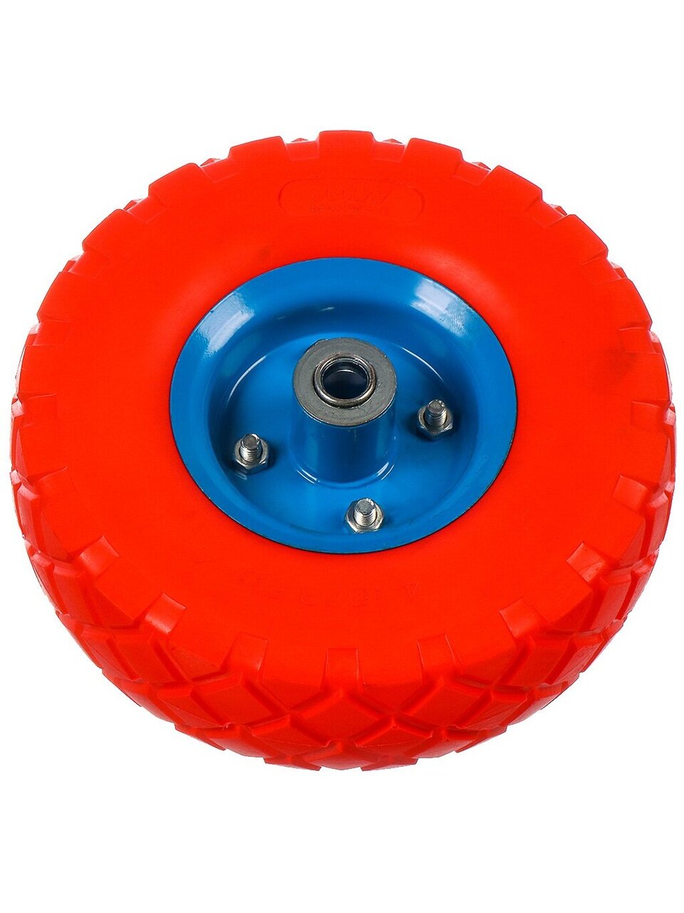 Колесо для тачки полиуретан PU, 4.1/3.5-4, не симметричная ступица, втулка D16 мм, МП