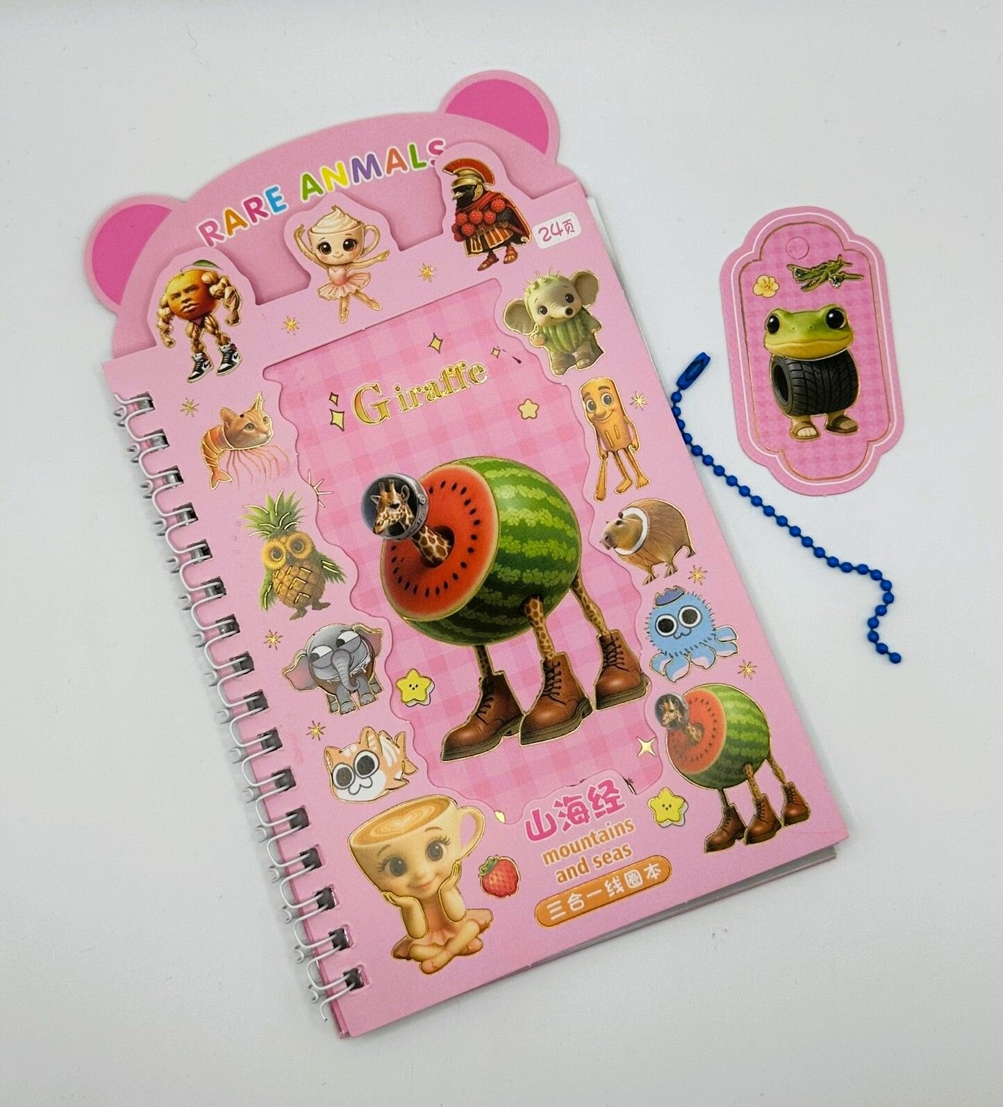 Блокнот + наклейки " Итальянсие животные, Жирафи Чиресто " (розовый).