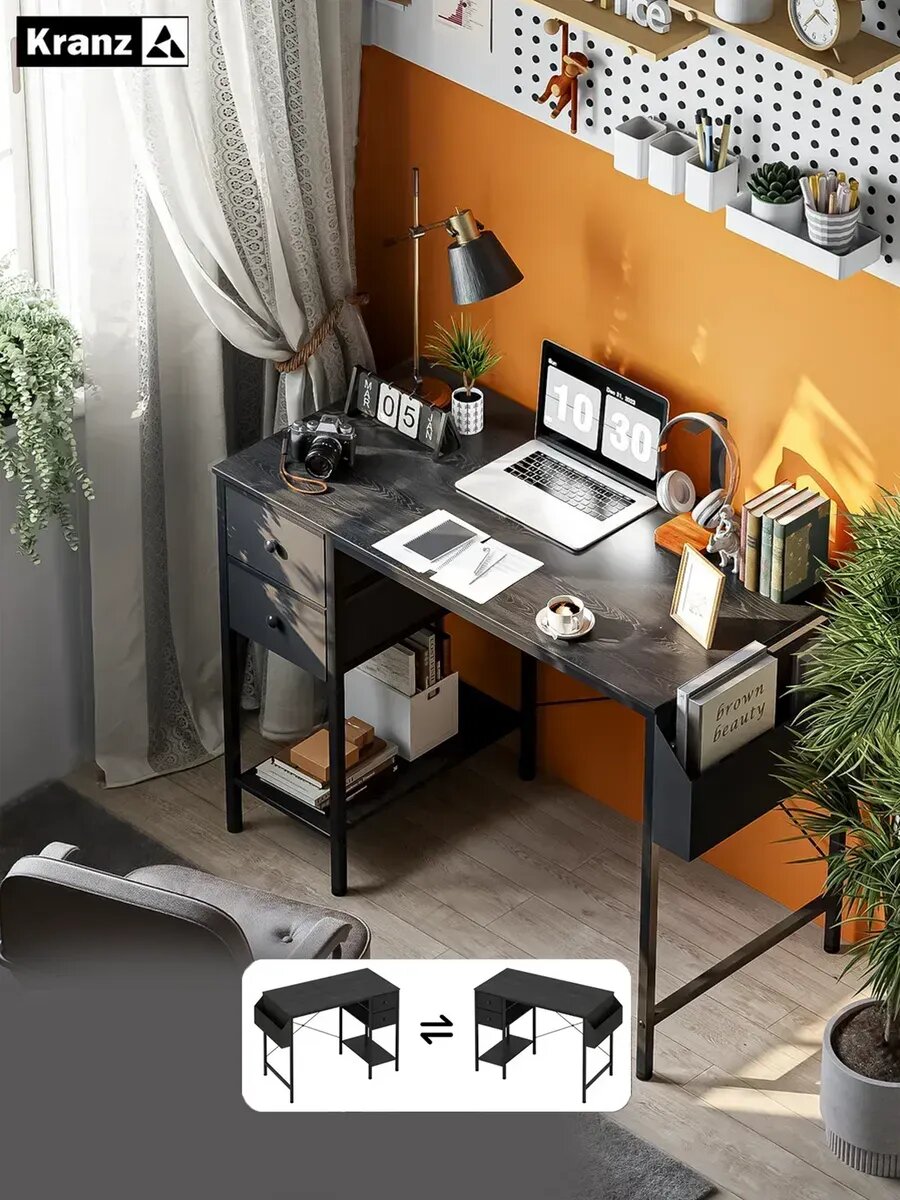 Стол Kranz, компьютерный, угловой, черный, 100 см × 50 см × 75 см