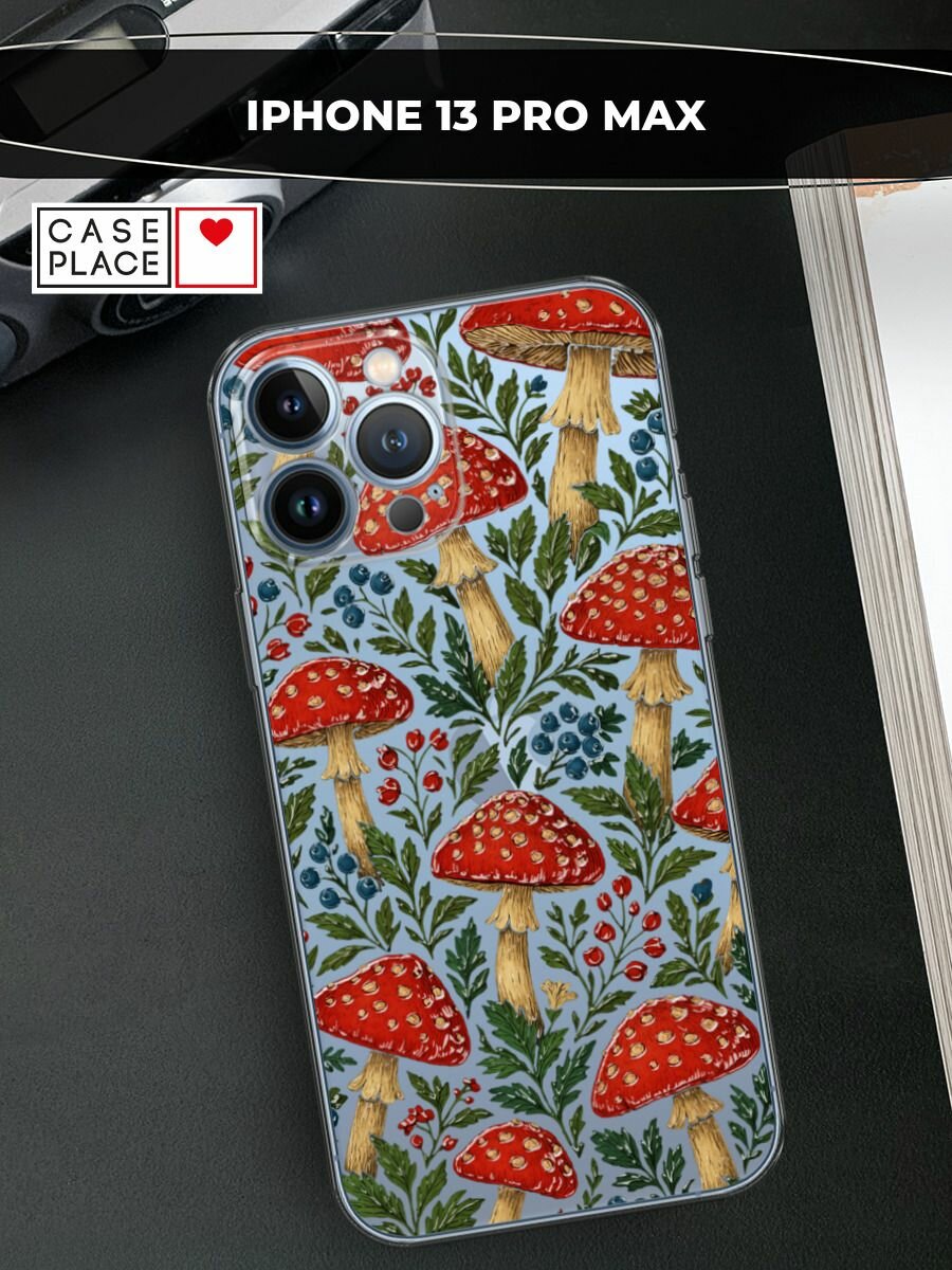 Чехол на Apple iPhone 13 Pro Max / Айфон 13 Про Макс с принтом Мухоморы