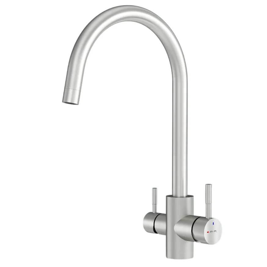 Смеситель для кухни AM.PM X-Joy S F85B07711 с краном для питьевой воды, с поворотным изливом, матовый, однорычажный, сатин, нержавеющая сталь, с керамическим картриджем