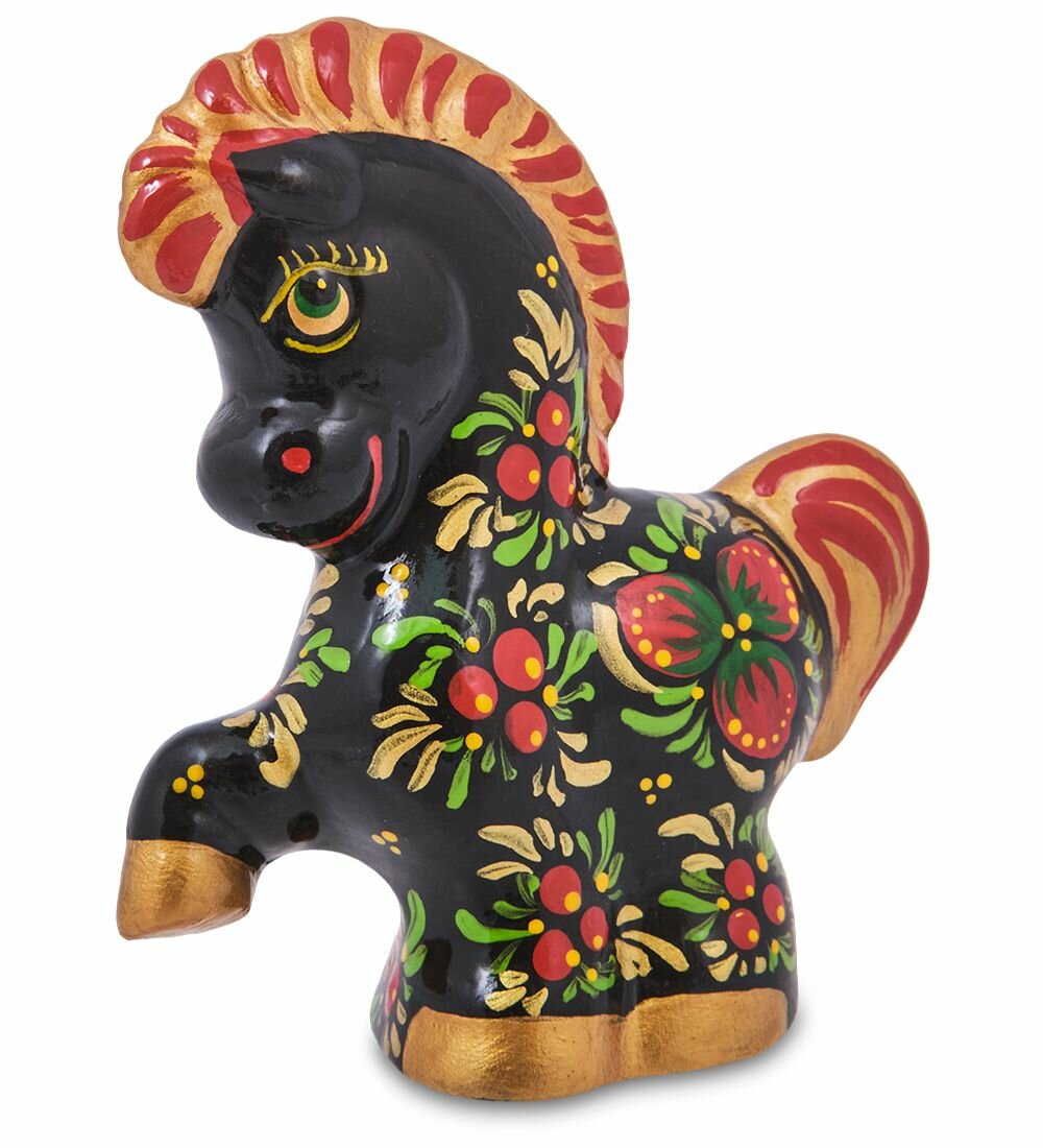 Фигурка "Лошадка-Буран" хохлома (Гжельский фарфор)