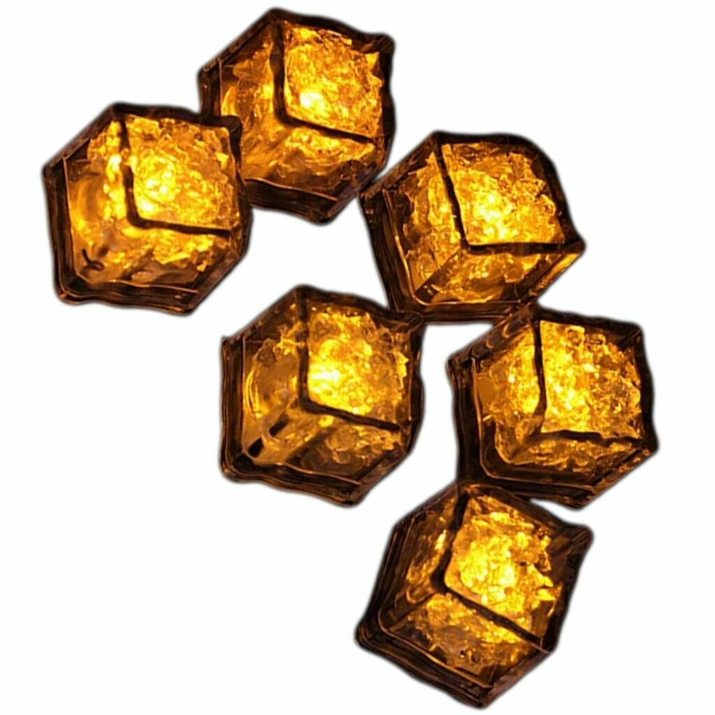 Набор из 12 водонепроницаемых светодиодных аксессуаров для напитков, украшений для вина, активируемых водой, уникальных светящихся форм для льда, барных принадлежностей, Yellow