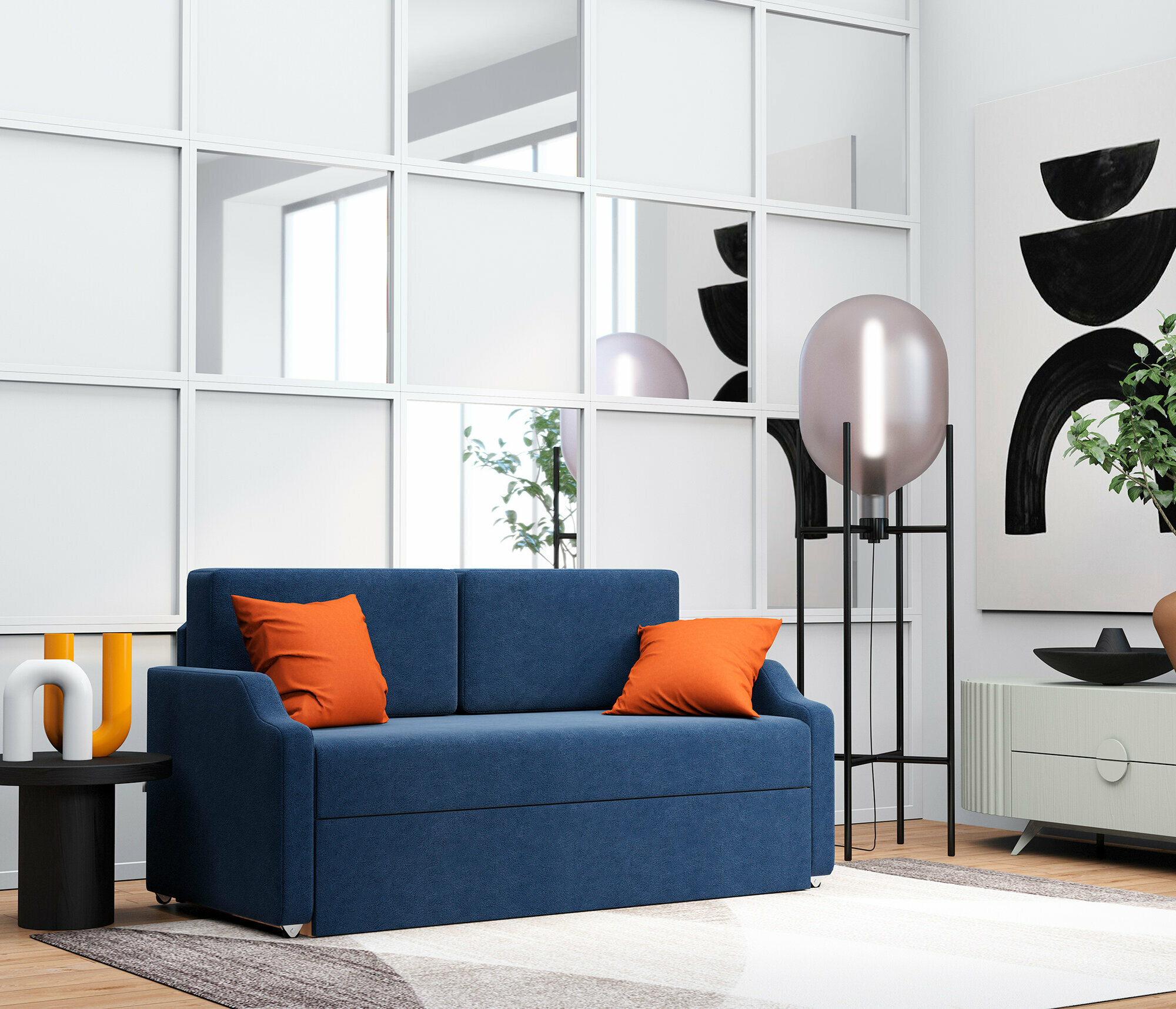 Диван Малыш раскладной механизм 148х69х66 см велюр Ультра миднайт