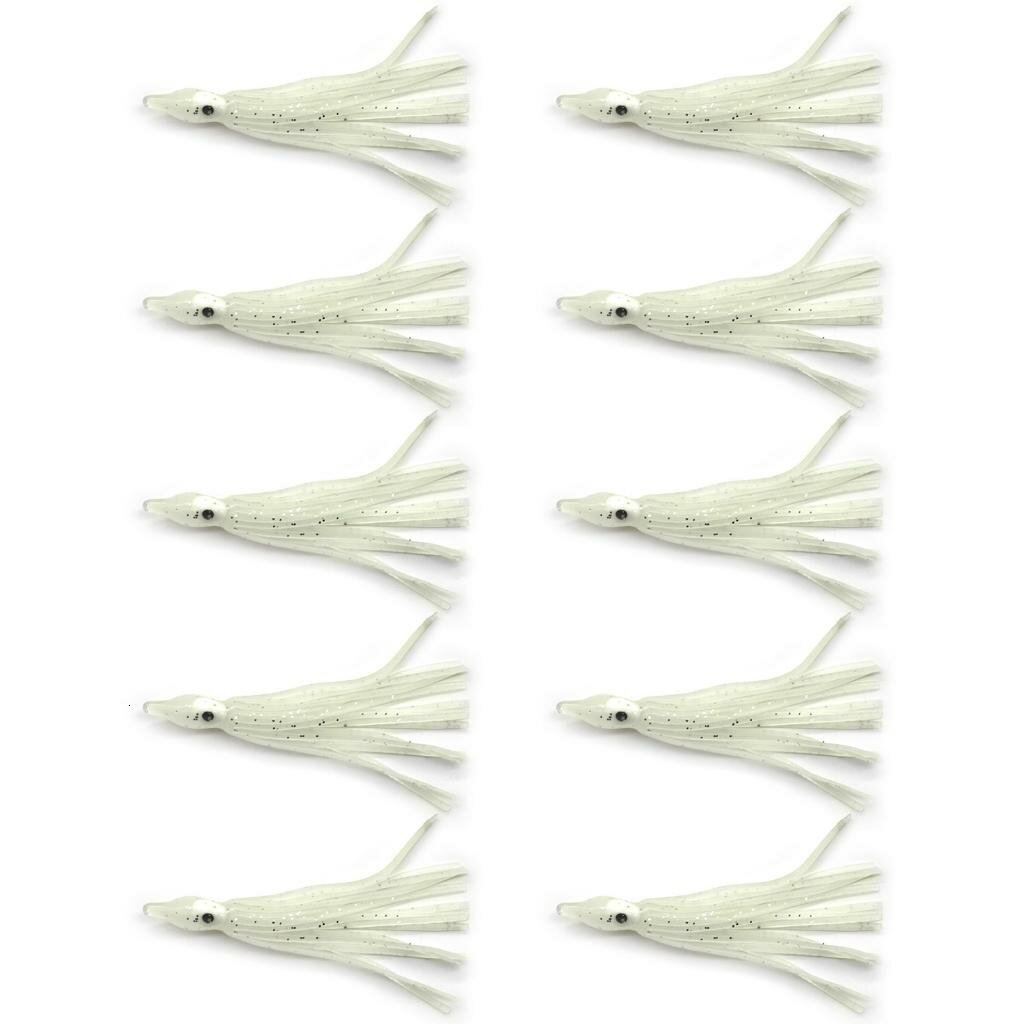 10шт Светящиеся Осьминог Джиг Крючки, Истинный цвет светящийся