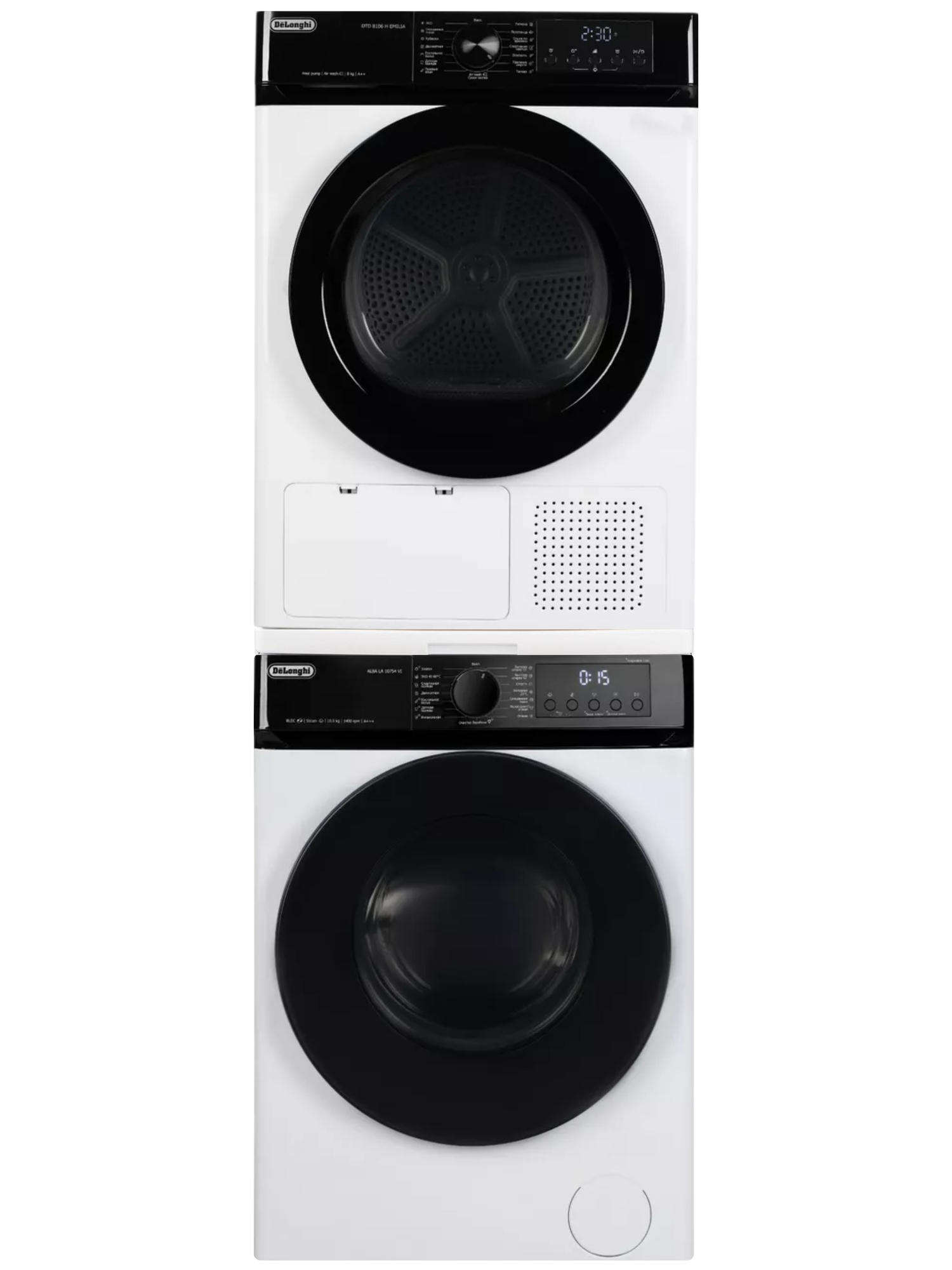 Стиральная и Сушильная машина в колонну Delonghi Делонги ALBA LA 10754 VI + DTD 8106 H EMILIA + выдвижная полка DSKS008