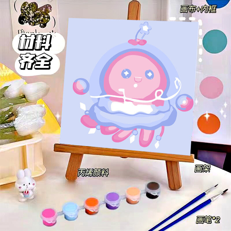 Цифровая картина маслом 20*20, аниме, раскраска маслом, ручная роспись маслом, декор для спальни.