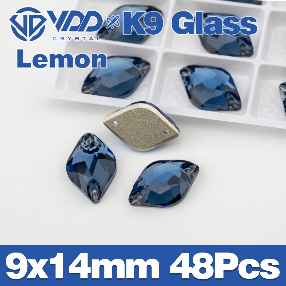 Стразы VDD S119 Montana AAAAA стекло для декора одежды Синий, Lemon 9x14mm-48Pcs