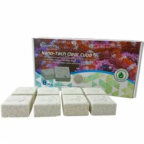Nano-Tech Clear Cube (8 шт.) устраняет органические отходы и водоросли, содержает прозрачные лакомства, 400 л. Фильтрующие средства для аквариума.