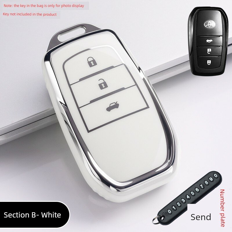 Одиночный брелок для ключа с номером для Toyota Camry Corolla RAV4 - Белый, стиль B