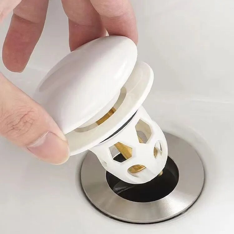 Донный клапан клик-клак для умывальника, раковины, с сеточкой для мусора, компактный