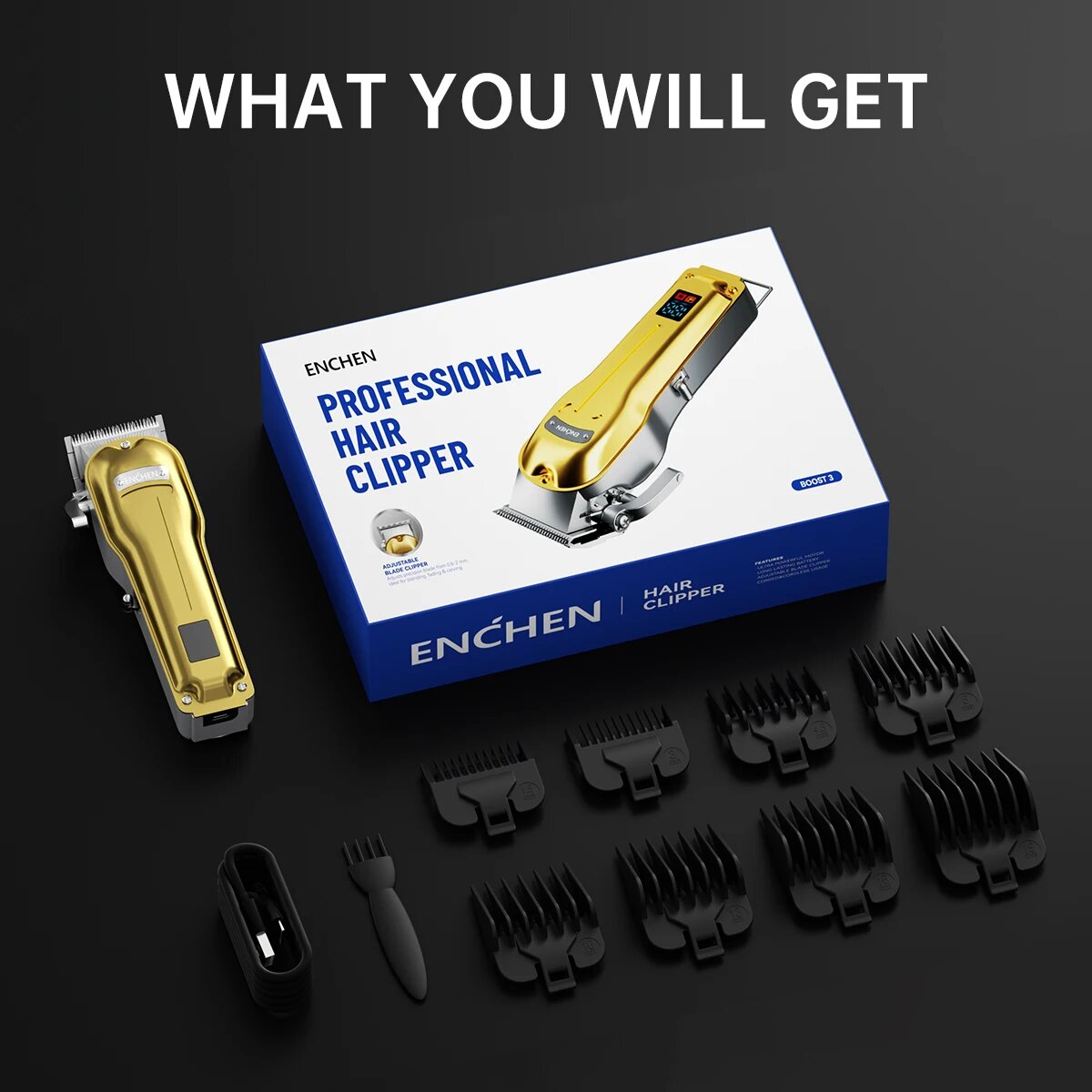 Машинка для стрижки волос Enchen Boost 3 Мужская, цельнометаллический триммер для бороды, профессиональная электрическая бритва