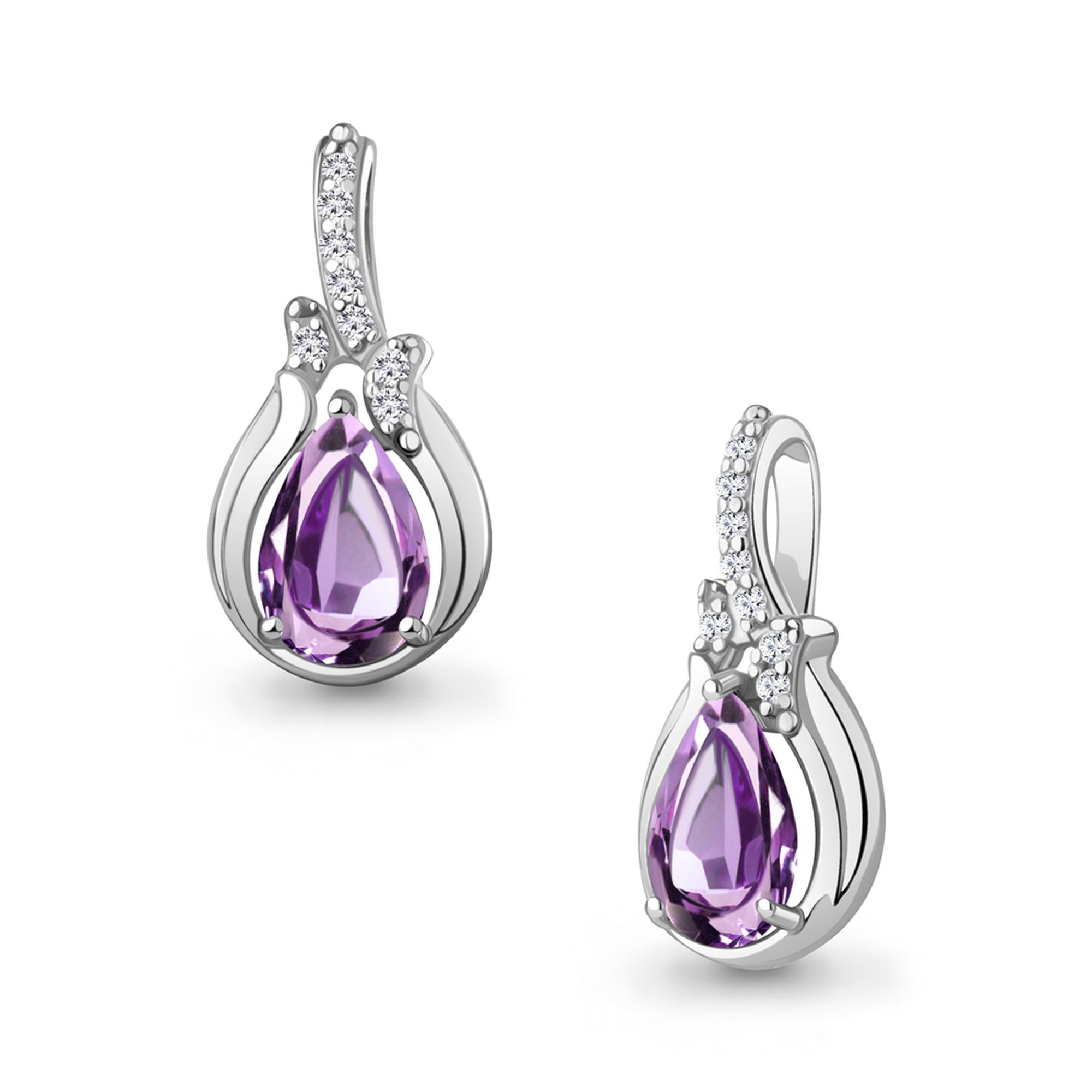 Подвеска, серебро, 925 проба, родирование, фианит, аметист