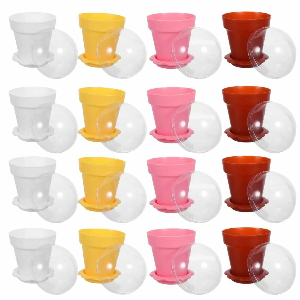 Набор одноразовых пластиковых стаканов для мороженого и мусса с крышками 200 мл 20 комплектов