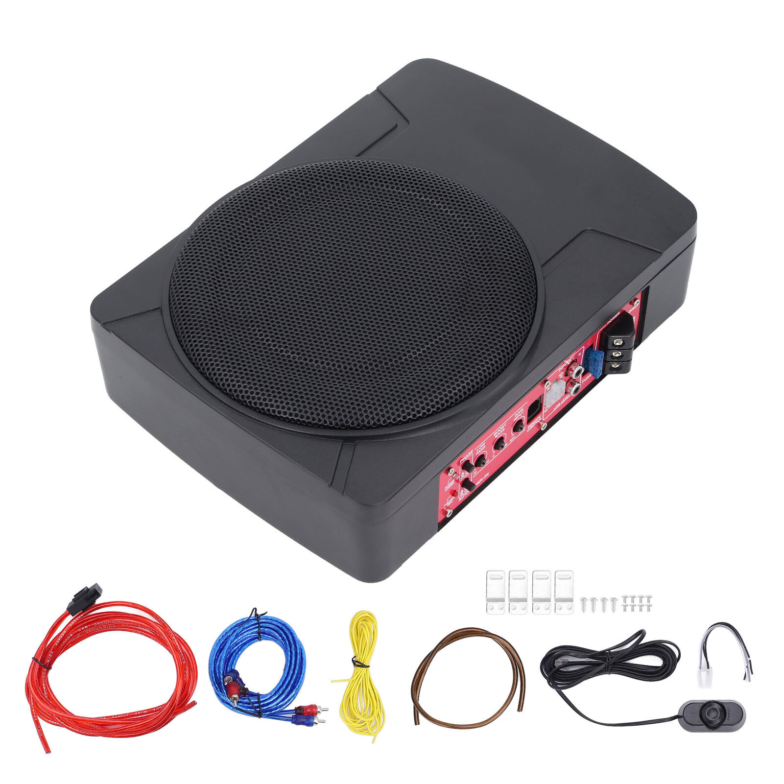 8-дюймовый тонкий сабвуфер мощностью 800 Вт с усилителем и дистанционным управлением, активный автомобильный сабвуфер под сиденье для автомобилей с напряжением 12 В.