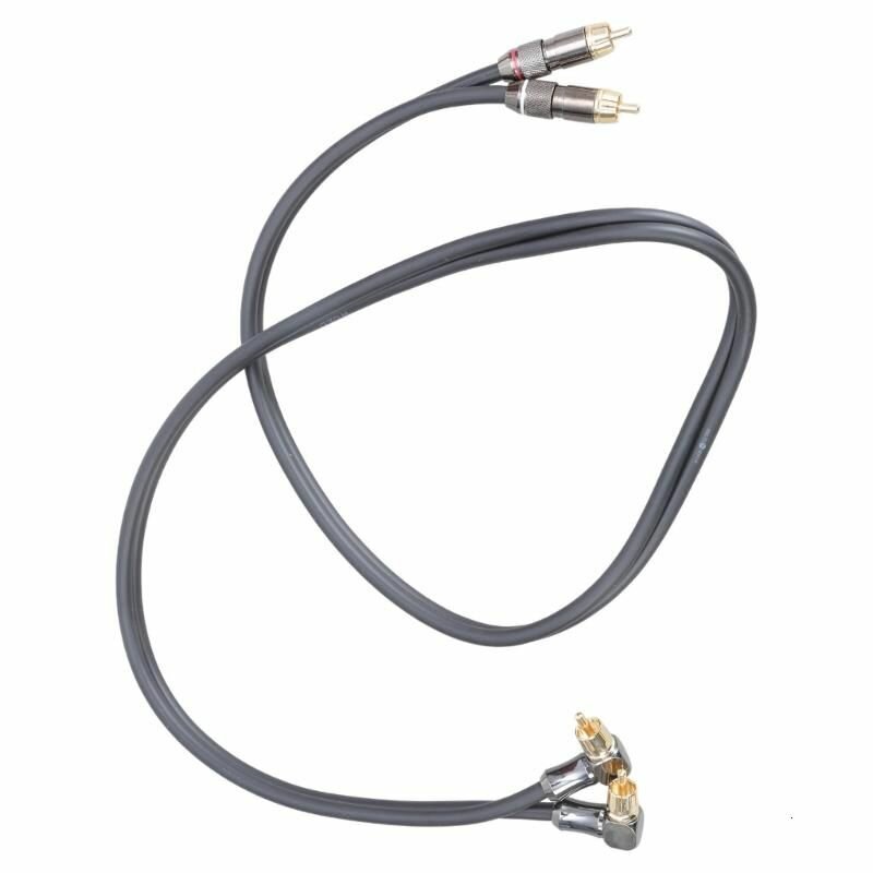 Кабель Aux 2RCA штекер-штекер стерео, черный локоть - 30cm
