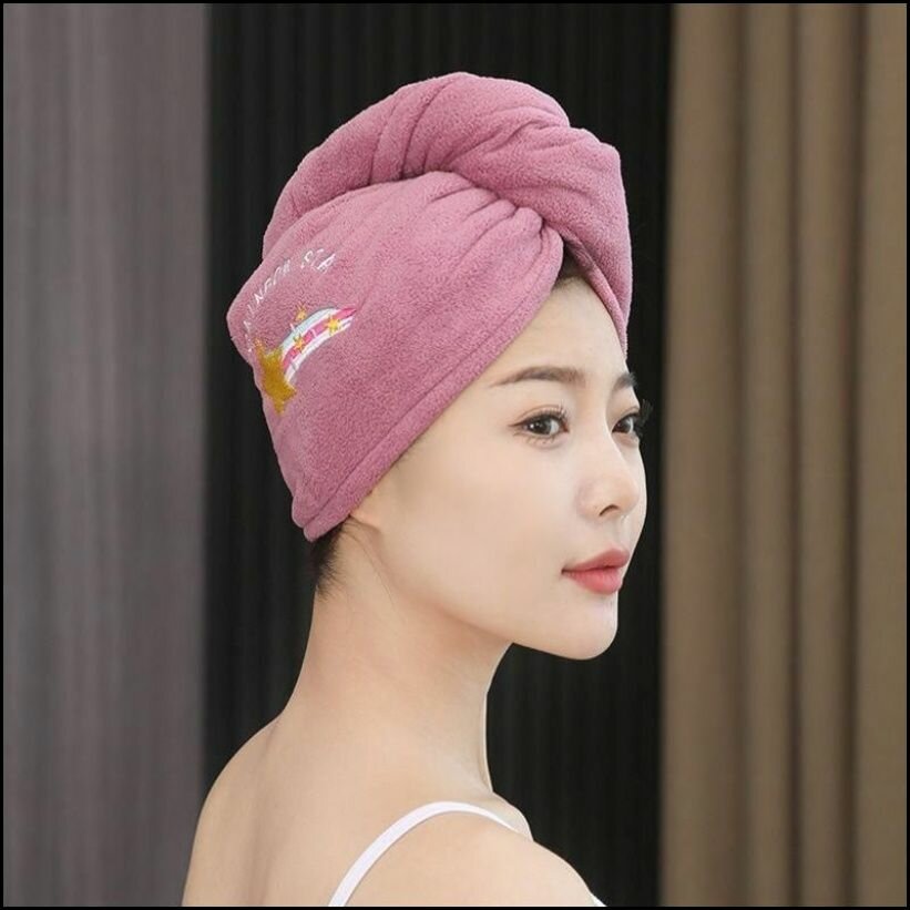 Тюрбан для сушки волос, чалма микрофибра, полотенце шапка после душа, для бани и сауны
