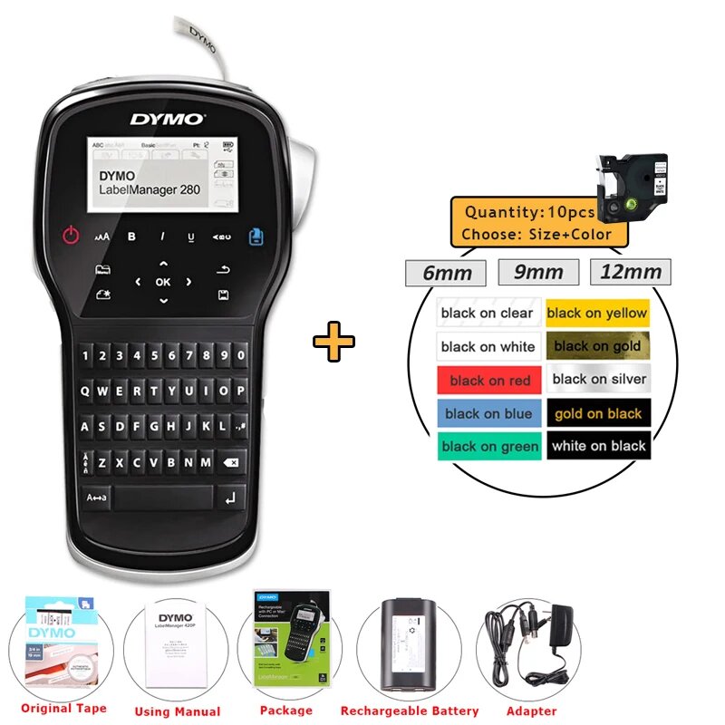 DYMO LabelManager LM280 LM-280 перезаряжаемый портативный производитель 45013 45010 45023, ПК и Mac подключение для организации дома/офиса