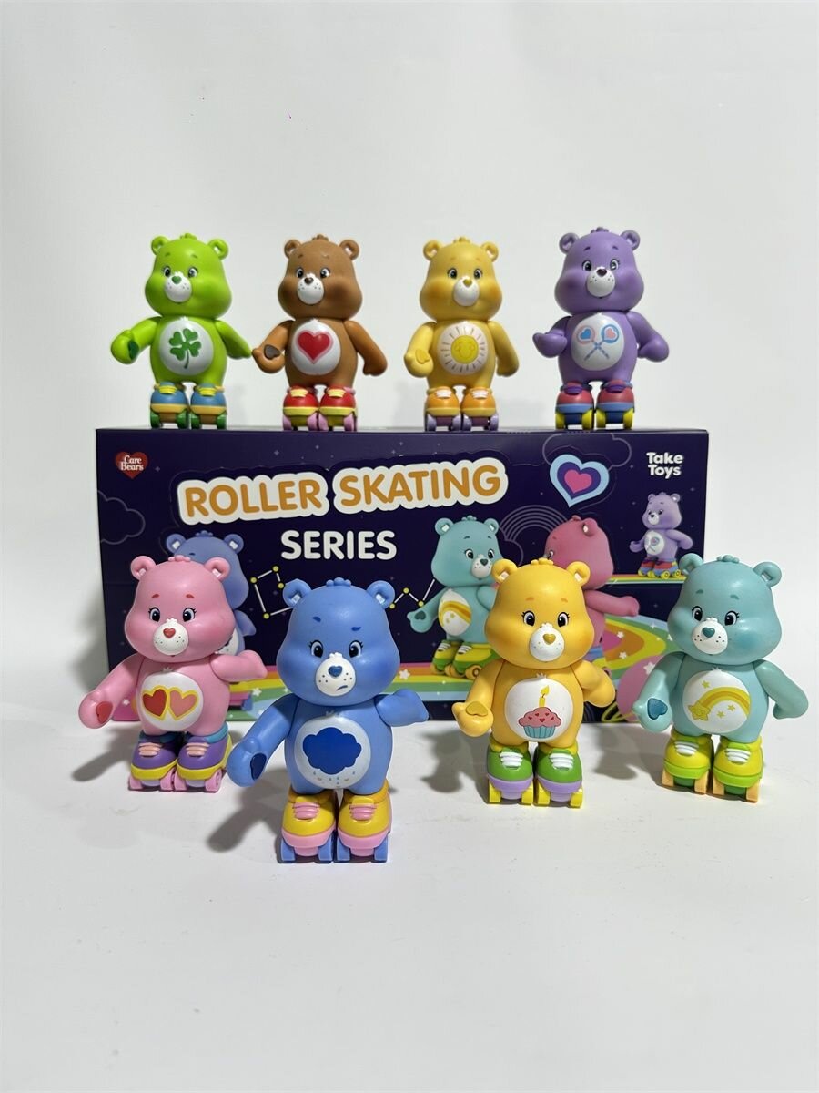 Слеп-бокс Care Bears (Заботливые мишки) 9 см роллер-серия, магнитные лапы, колеса катаются, милый подарок для девочек, коллекционный декор