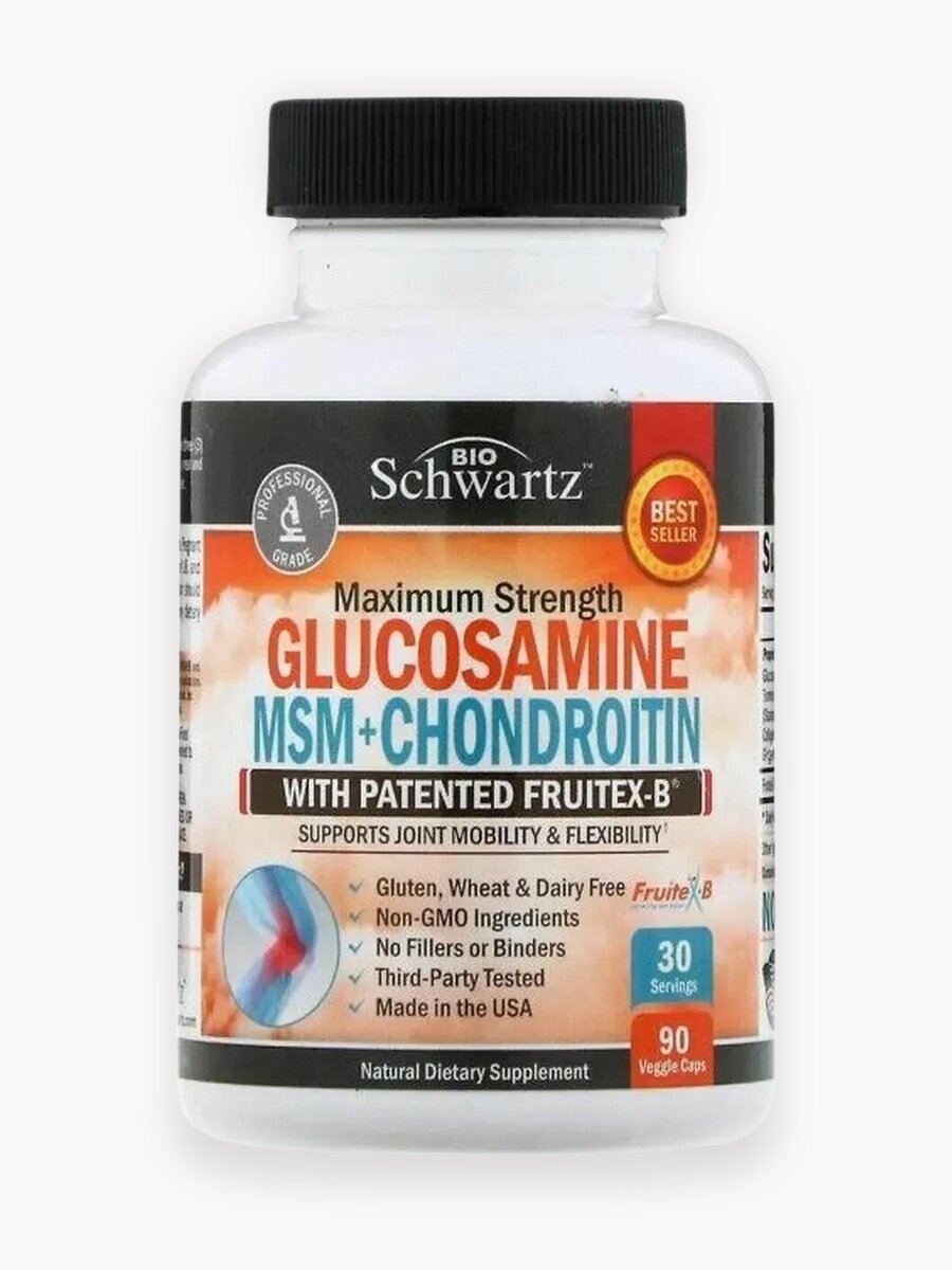 Глюкозамин и Хондроитин BioSchwartz 2000, для связок и суставов, капсулы, 30 порций, 190 г