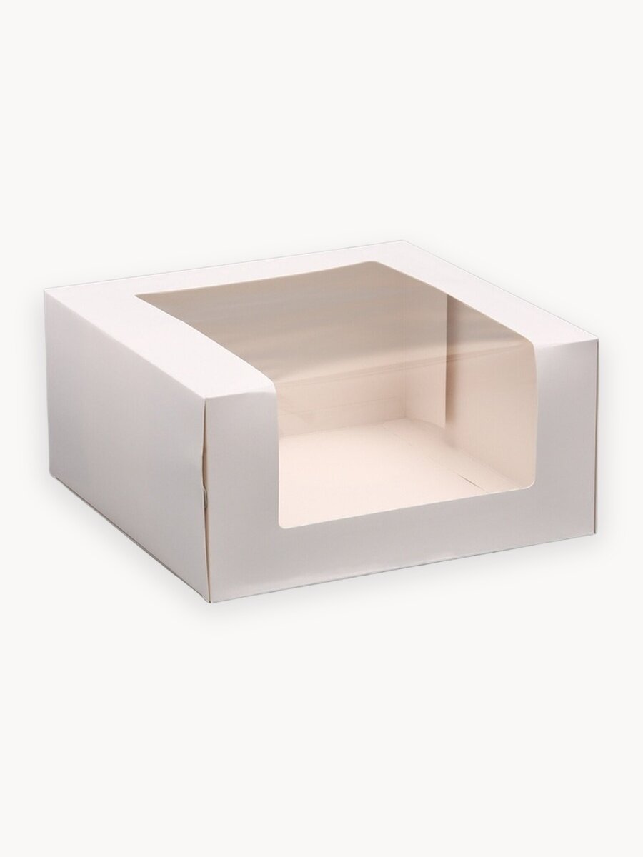 Подарочная коробка Upak Land, для выпечки, с окошком, белая, картон, 23,5x23,5х11,5 см