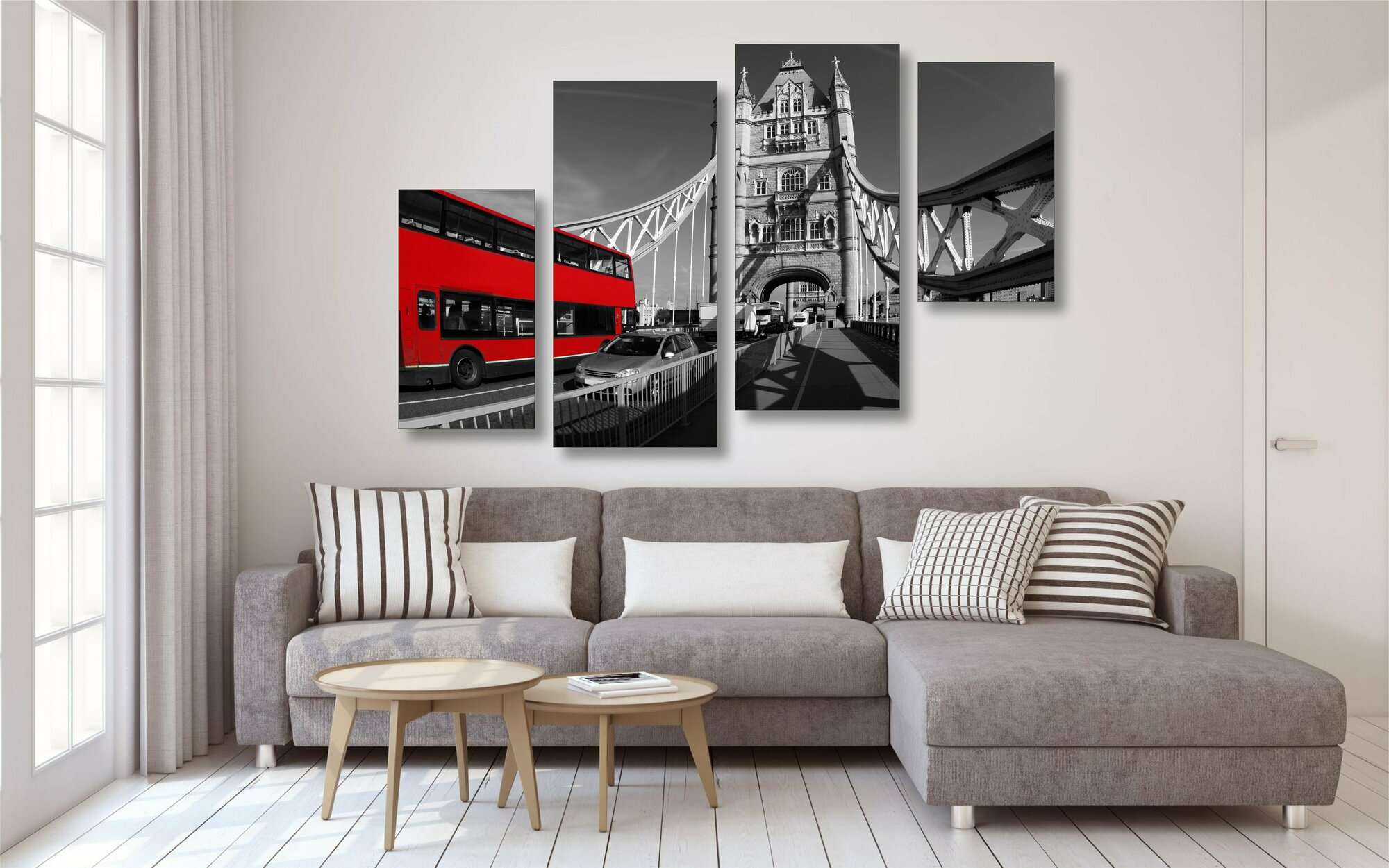 Модульная картина из сегментов на натуральном холсте "лондон" 165х110см / Картина для интерьера дома