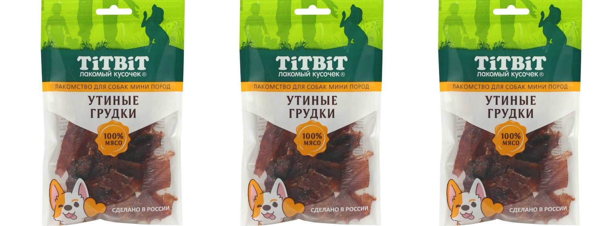 Titbit Лакомство для собак, Утиные грудки, 70 г, 3 шт
