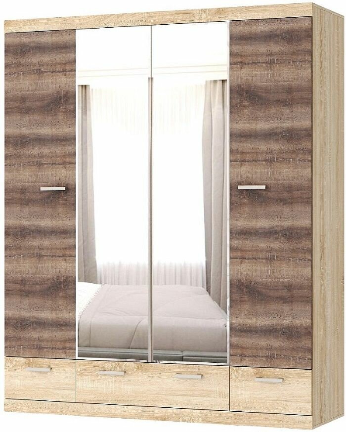 Шкаф ШСЗ-1800 Соната, Сонома/Сакраменто, ЛДСП с полками, штангой для спальни, гостиной, прихожей, 1800х2202х570, памир