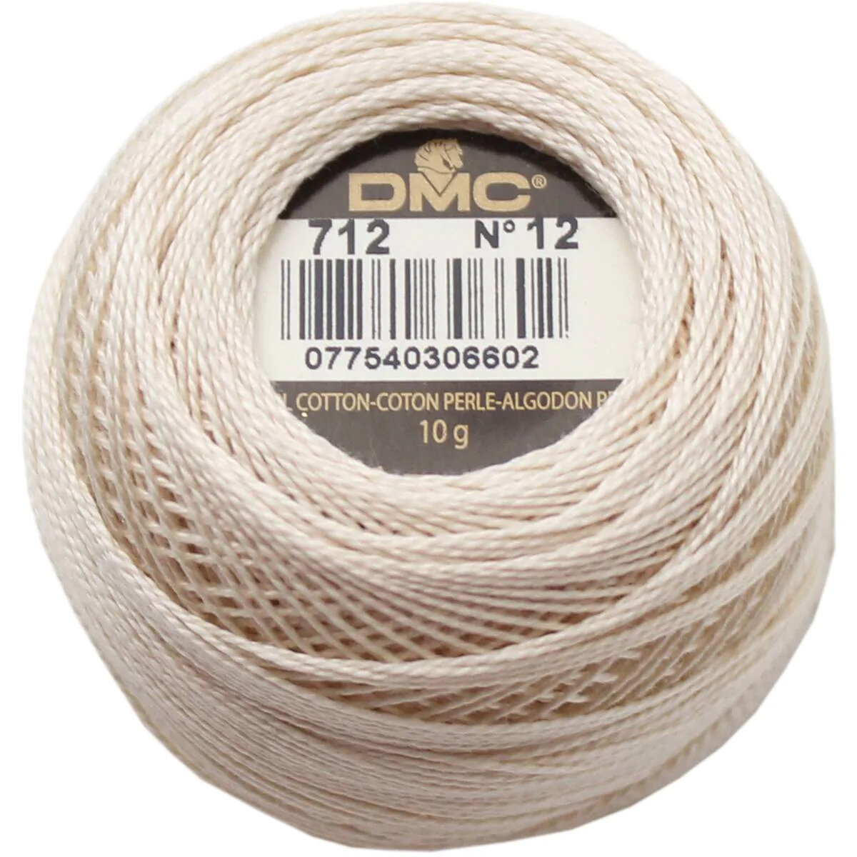 Нитки для вышивания DMC Pearl cotton (Артикул 116, №12, 10 гр. / 120 м, цвет: 712 - Кремовый)