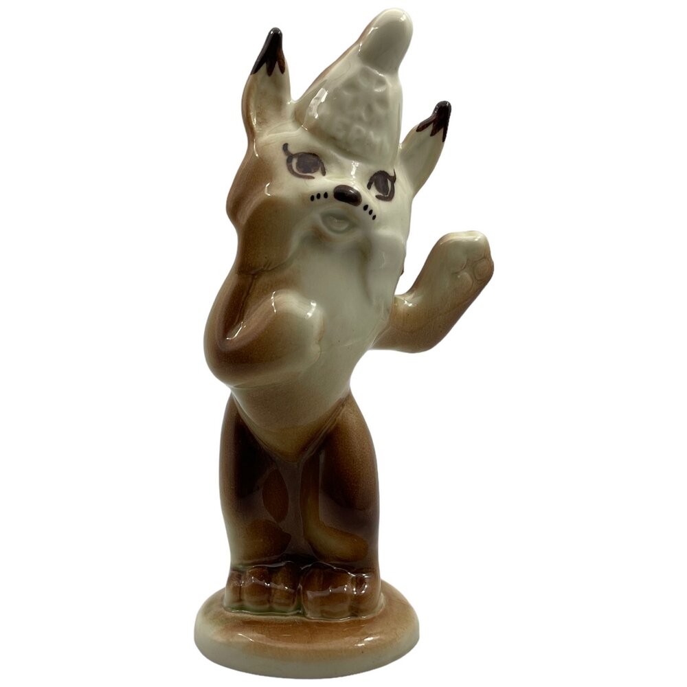 Фарфоровая статуэтка "Рысь", автор Сыстеров В. Г,1985 г, Пермский з-д высоковольтных изоляторов, СССР
