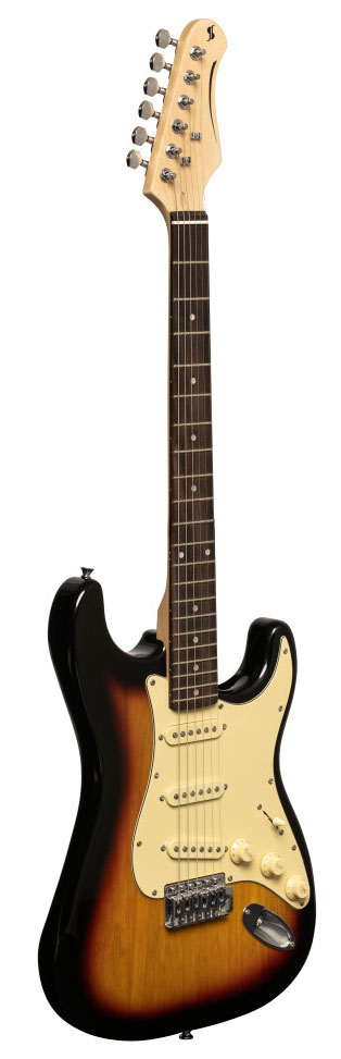 STAGG SES-30 SNB - электрогитара, 22 лада, корпус: павловния, гриф: клён, на болтах, накладка: клён, звукосниматели: SSS, регулировки: 1х громкость, 2х тон, 5-ти позиционный переключатель, цвет: санбёрст