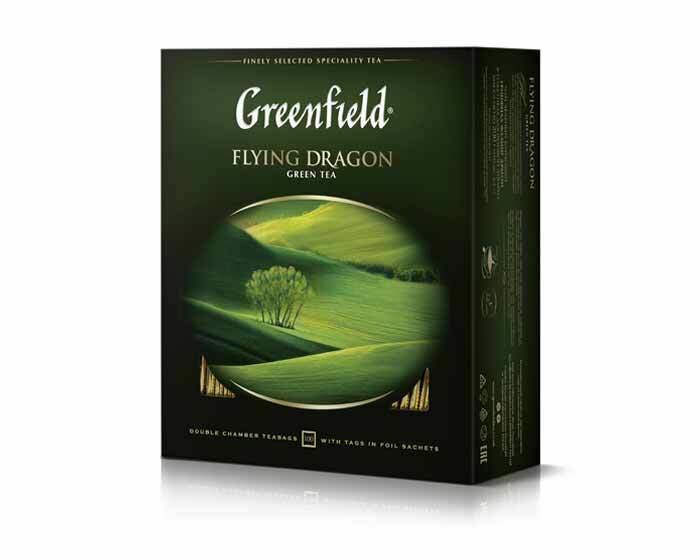 Чай зеленый в пакетиках из фольги Greenfield Flying Dragon, 100 пак/уп (Гринфилд)