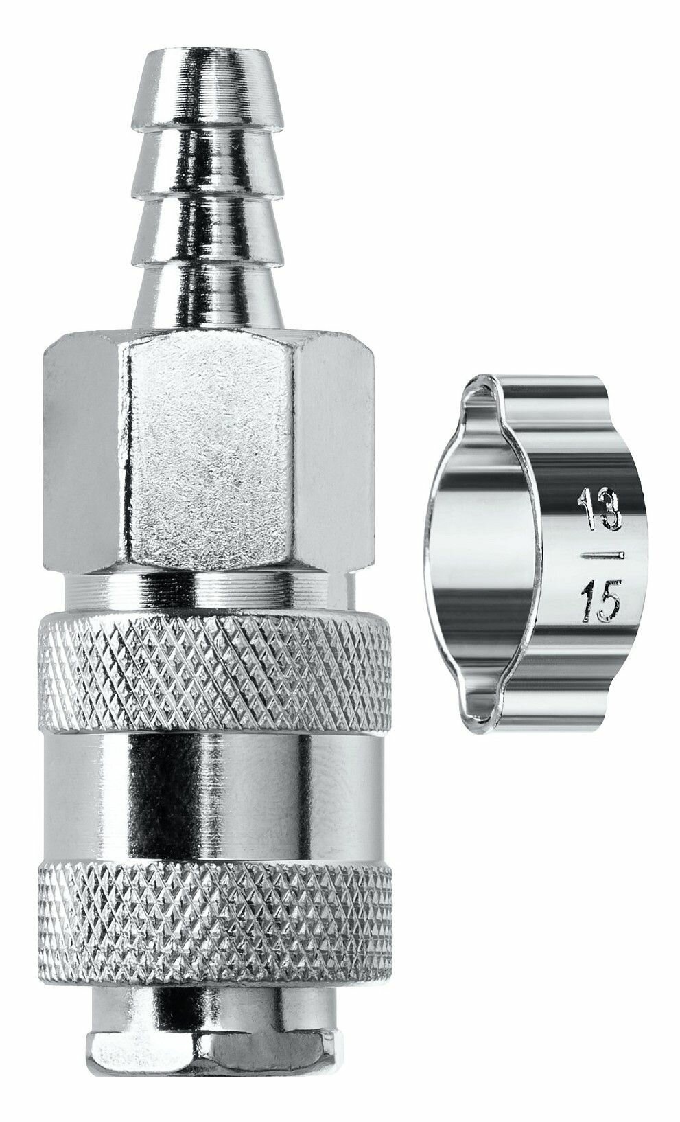 Штуцер переходник для пневмоинструмента, "елочка" 10 мм, рапид муфта, с хомутом KRAFTOOL