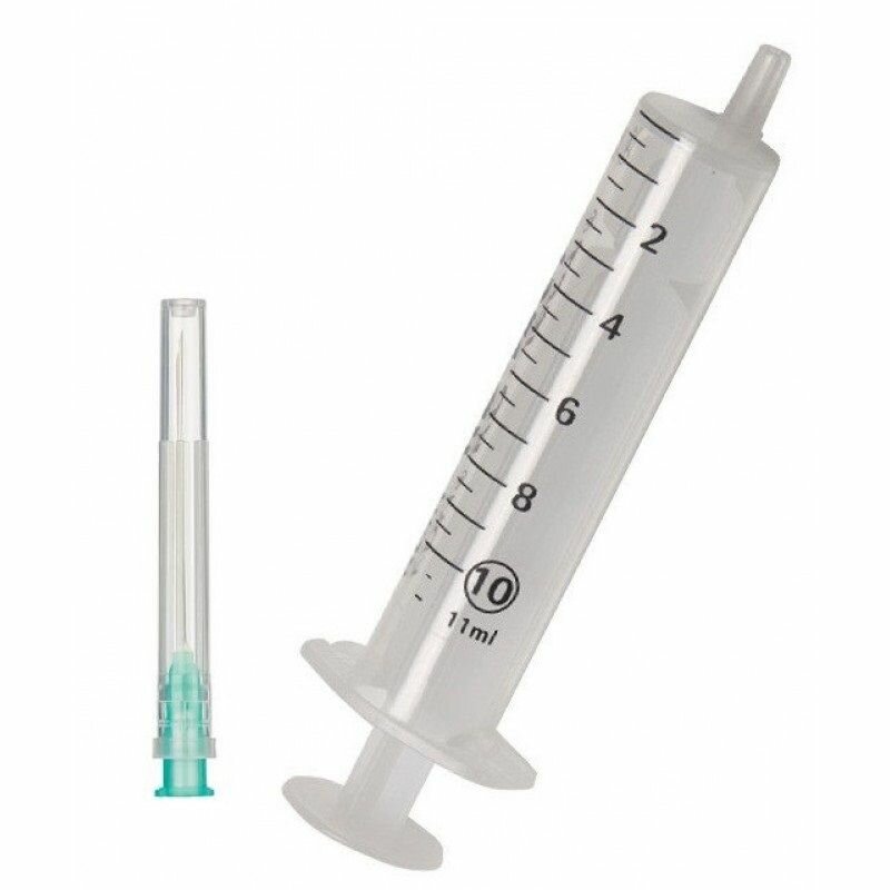 100шт Шприц трехкомпонентный 10мл игла 21G длина 40мм Германия