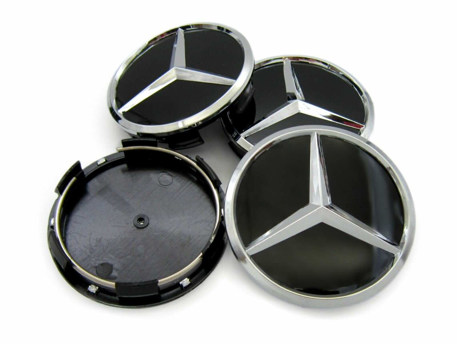 Колпачки, заглушки на литые диски Мерседес 60/56/9 Black 4 шт.